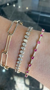 16 reactions | Stack it ✨ Oval diamond tennis bracelet stacked with our newest ruby & diamond bracelet! Shop NEW arrivals now!! | Satterfield & Dempsey Jewelers | Facebook