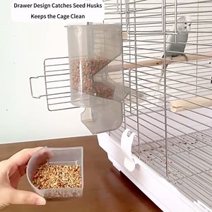 AOTU Automatic Bird Feeder for Cage Crack-Resistant Plastic Parakeet Cage Accessories No Mess Bird Cage Seed Catcher for Small Medium Birds Parrots Cockatiels Parakeets Conures Canaries (Light Blue)