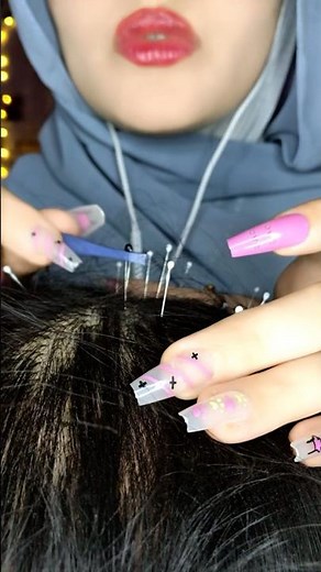 Scalp Massaging& Scratching& Needles Plucking 💆🏻‍♀️📌 #asmr #asmrmassage #shorts #canada #relaxing