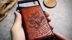 Carveit Wood Case for Pixel 7 Pro Case [Natural Wood & Black Soft TPU] Shockproof Protective Unique & Classy Wooden Cover Compatible with Google Pixel 7 Pro (Octopus-Walnut)