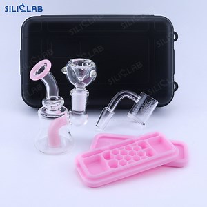 [Hot Item] Pink Girly All in One Portable Herb Puff Smoke Glass Mini Bubbler Water Smoking Pipe Kit